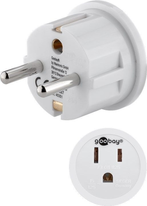 Utikač šuko adapter, šuko (M) na američka utičnica, s uzemljenjem ...