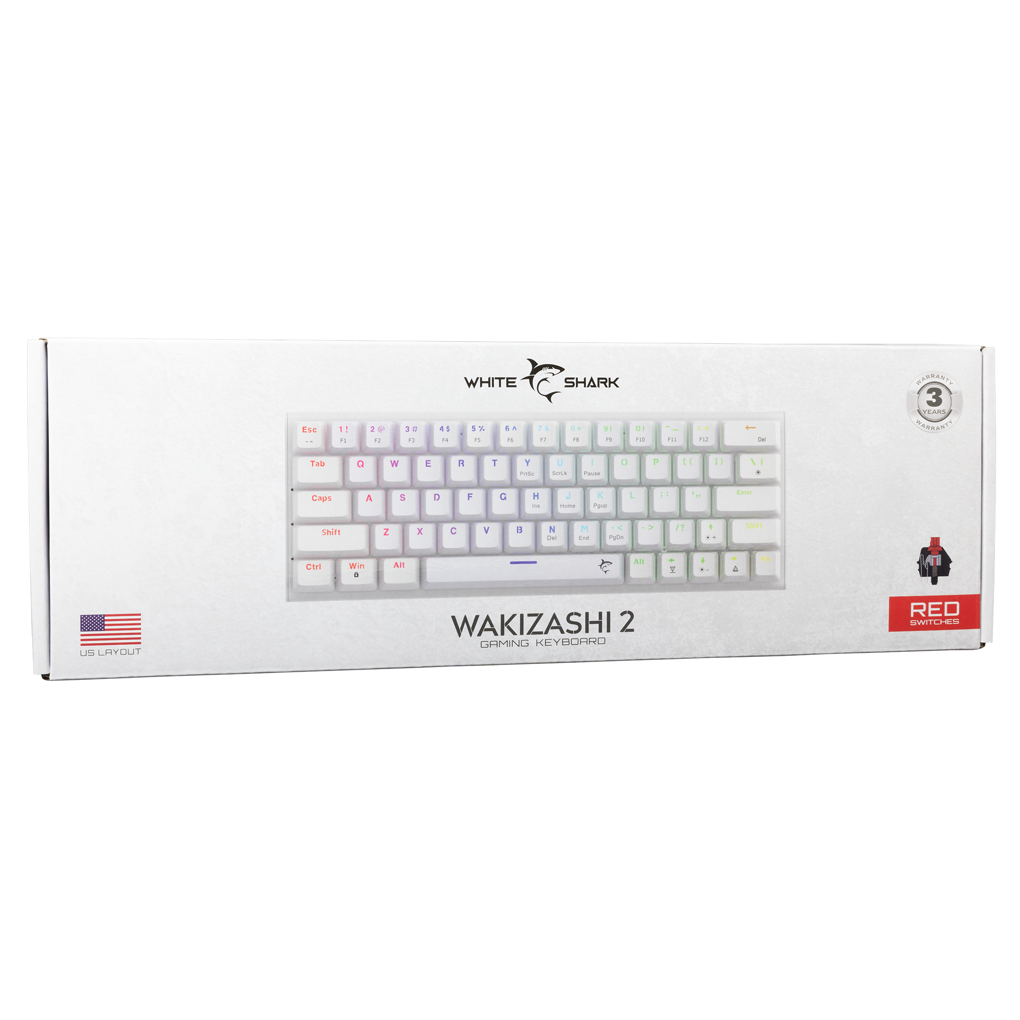 White Shark KEYBOARD GK-002211V2 WAKIZASHI-2 / White US-RED.SW | Ronis